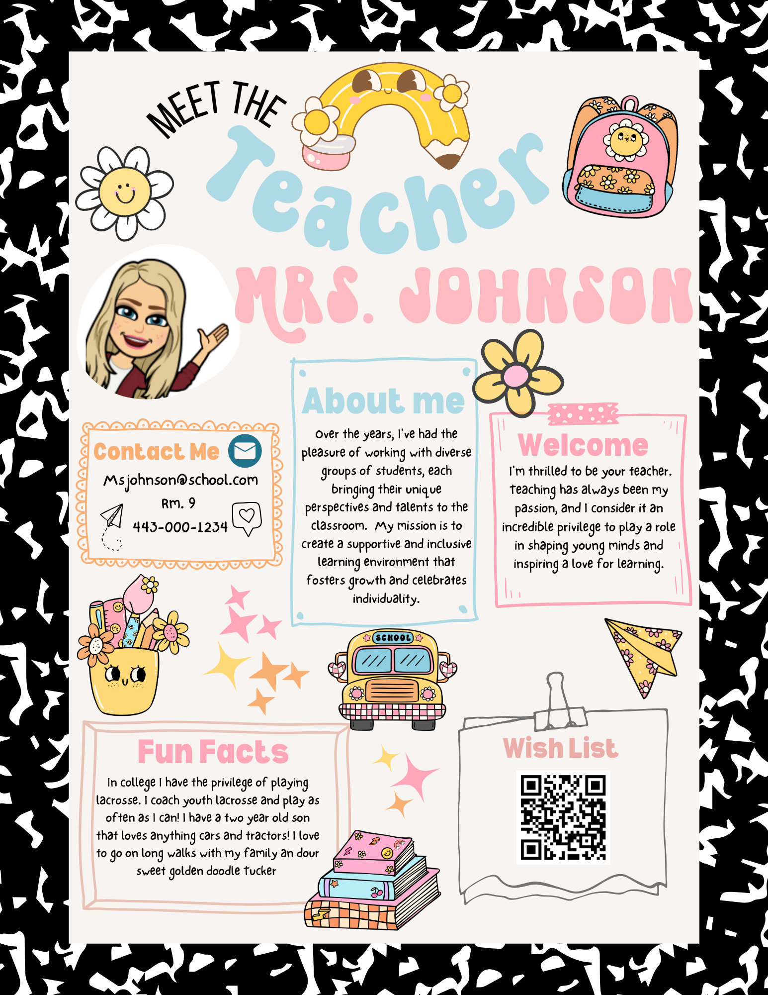 Editable Retro Meet the Teacher Template, Back to School, Teacher Info ...