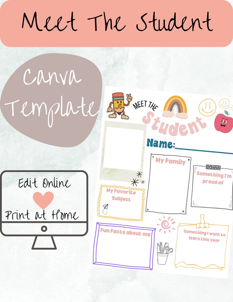 Editable Retro Meet the Student Template, Student Survey, Back to ...