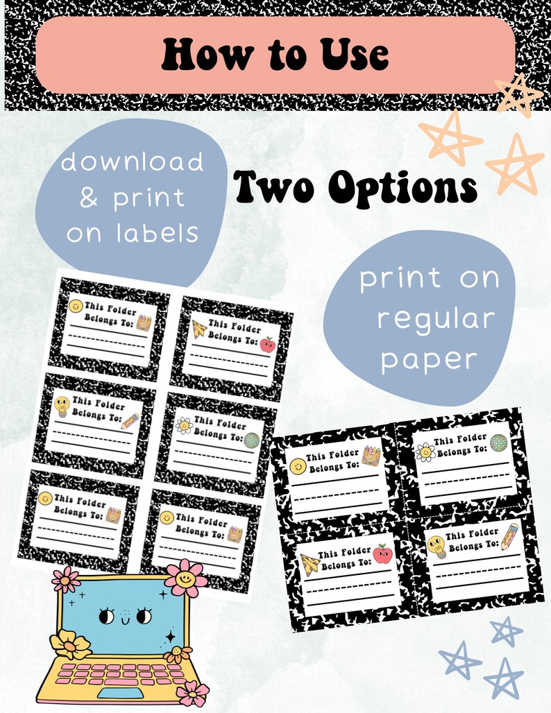 Editable Retro Name Labels Template, Locker, Back to School, Student ...