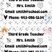 Editable Retro Teacher Info Template, Back to School, Printable ...