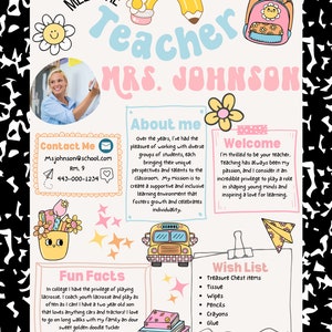 Retro Meet the Teacher Template, Editable Canva Printable (digital ...