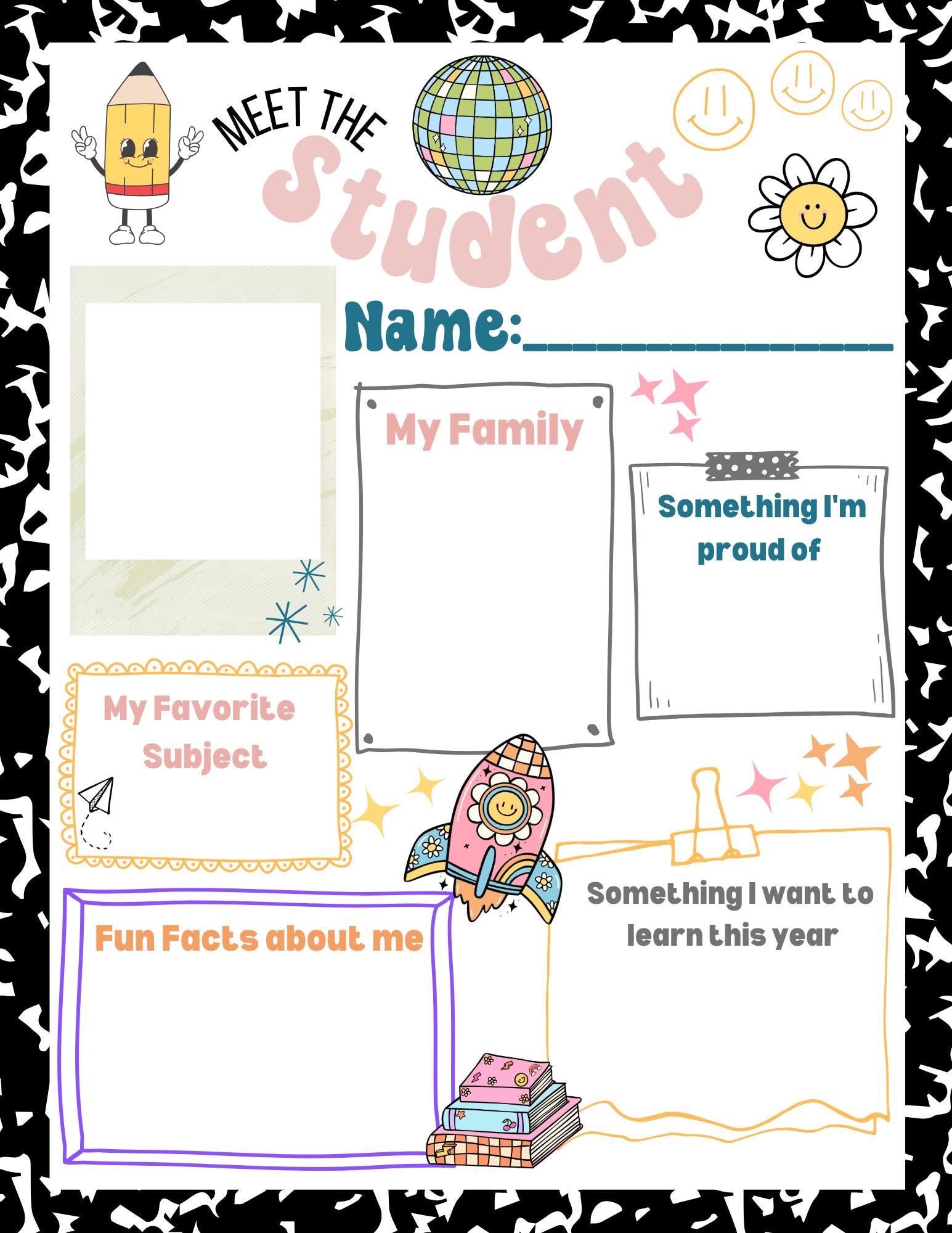 Retro Teacher Student Forms Bundle: Editable Canva Templates (digital ...