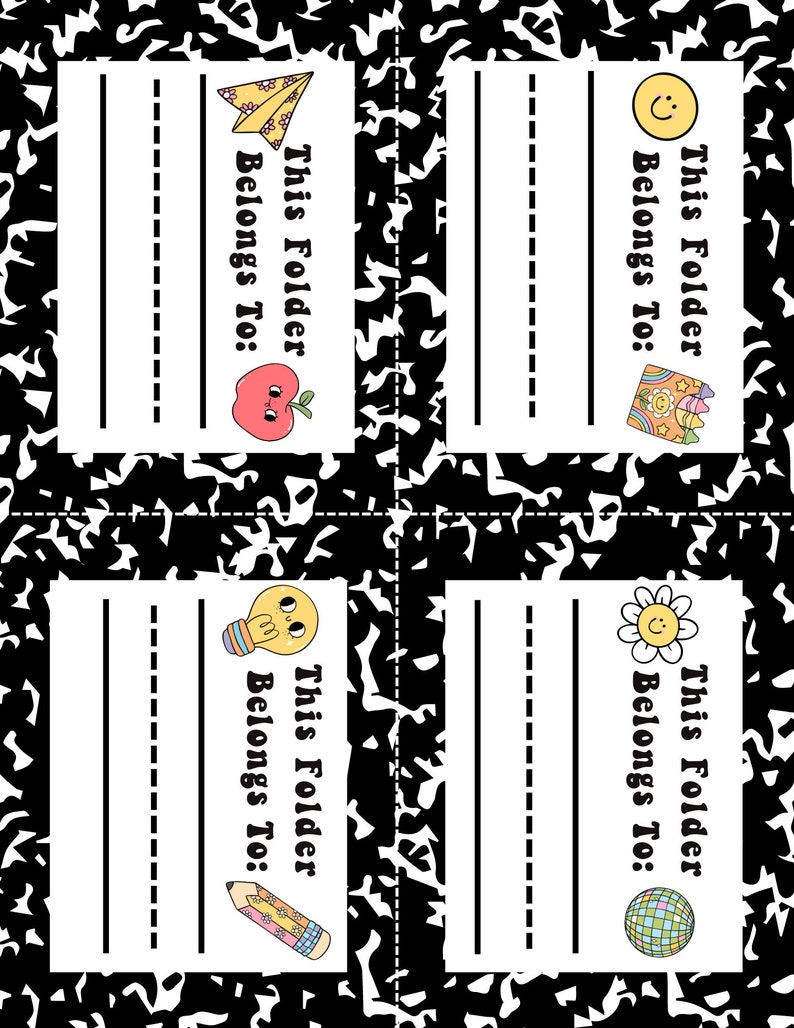 Editable Retro Name Labels Template, Locker, Back to School, Student ...