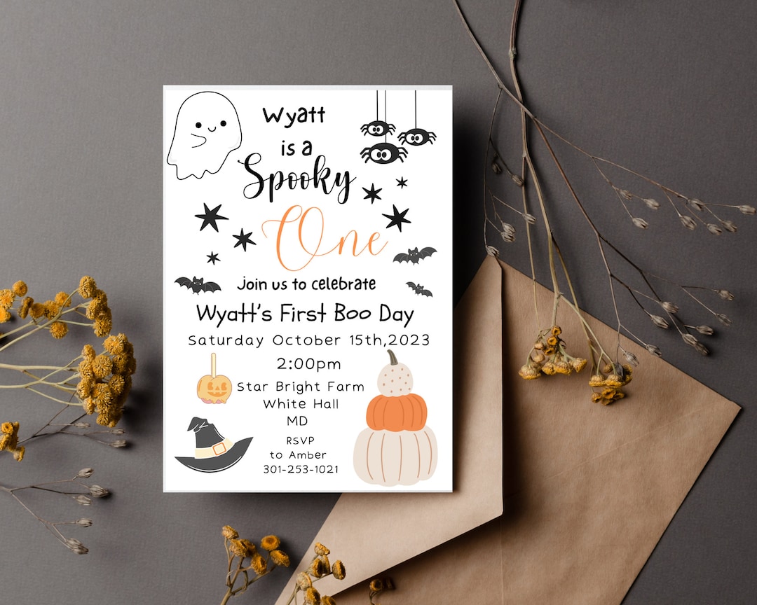 Spooky One Birthday Invitation, Halloween First Birthday (5x7) - Etsy