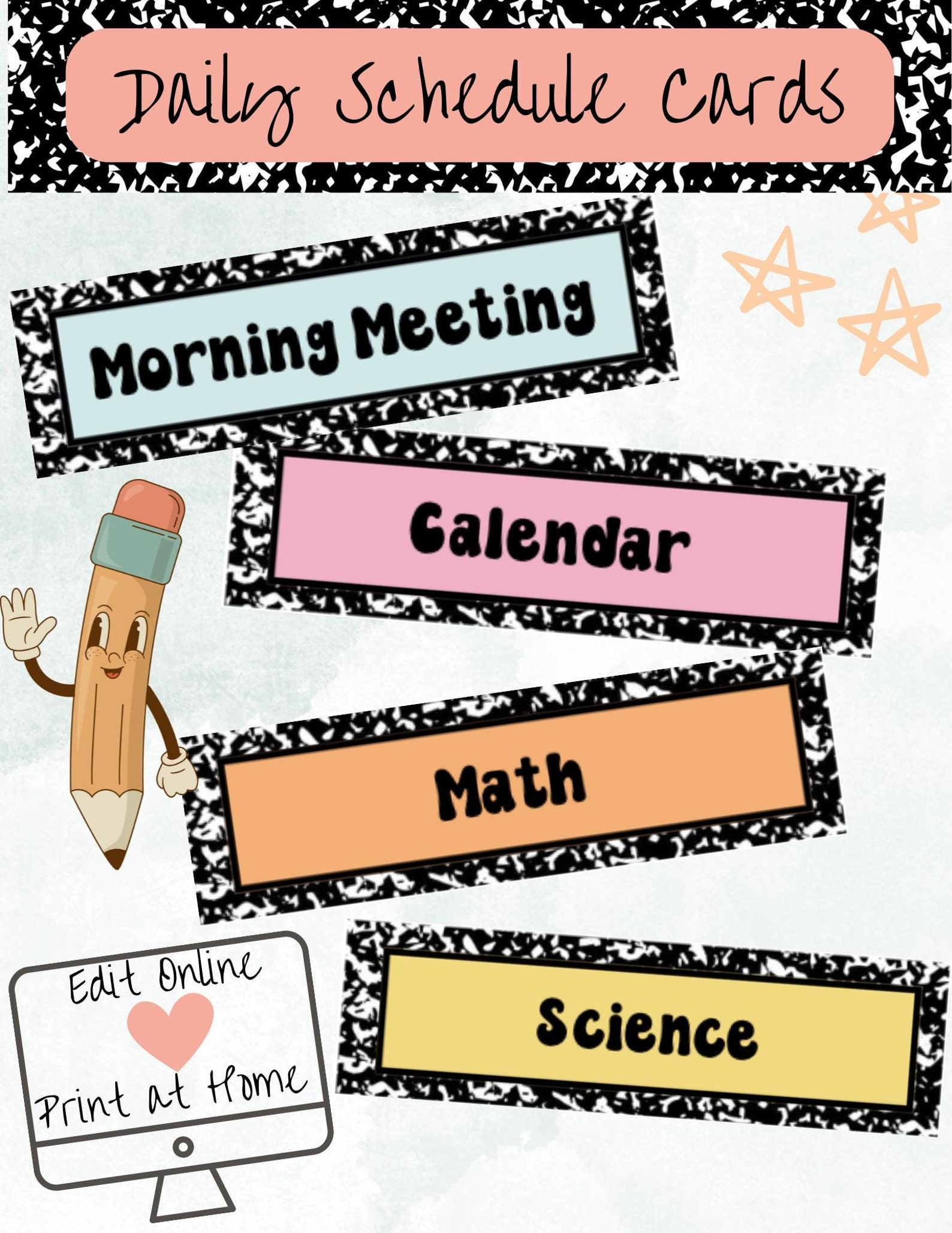 Editable Retro Schedule Template, Back to School, Teacher Info ...