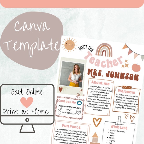 Meet the Teacher Template - Etsy