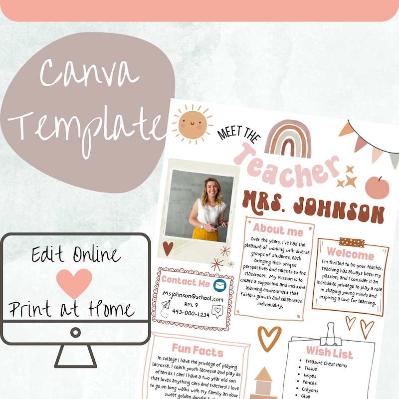Meet the Teacher Template - Etsy
