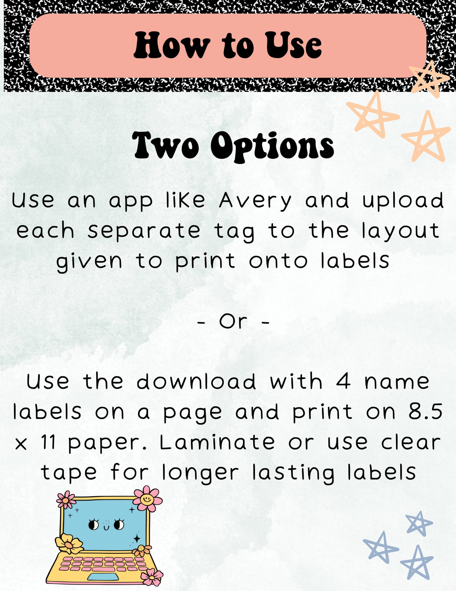 Editable Retro Name Labels Template, Locker, Back to School, Student ...