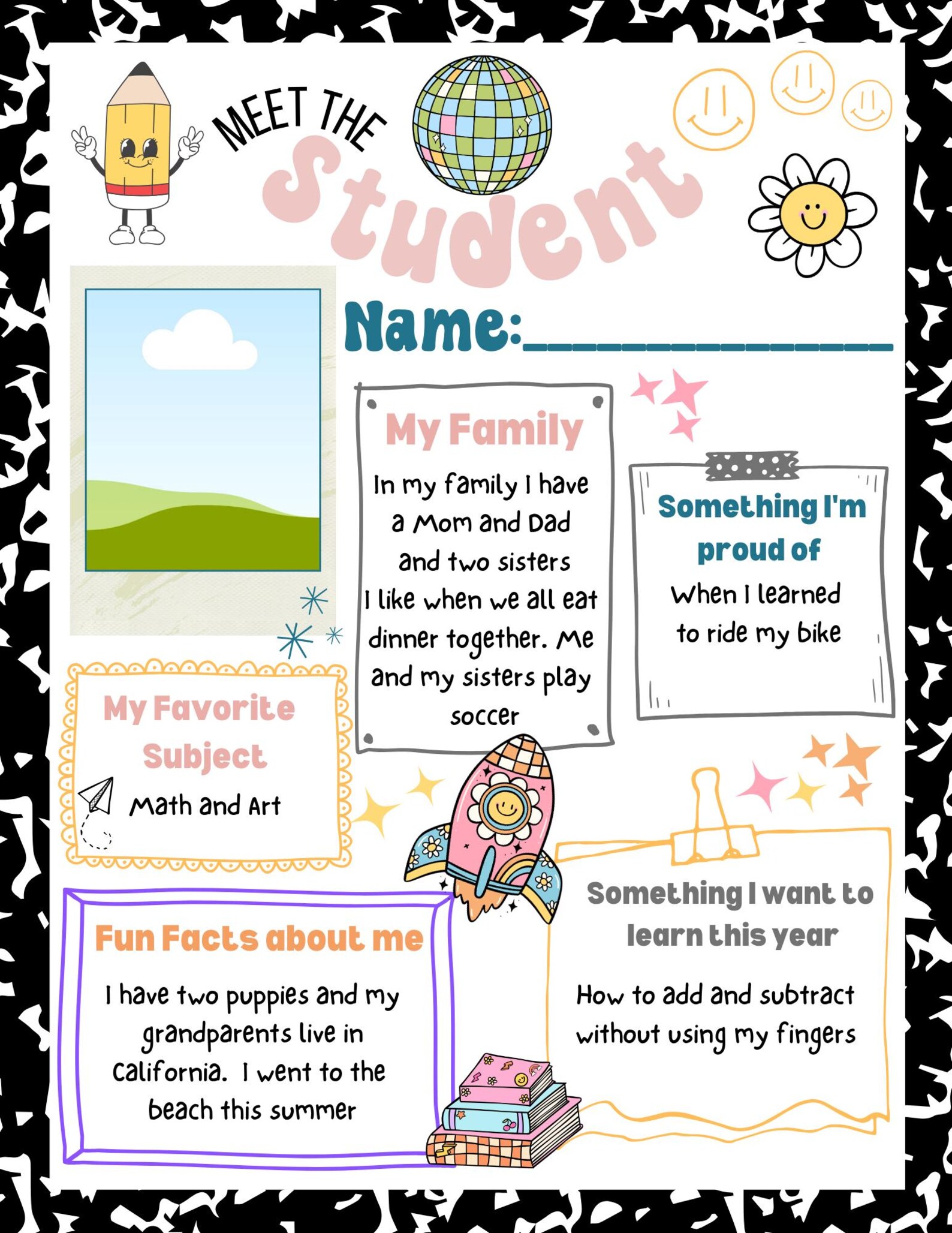 Editable Retro Meet the Student Template, Student Survey, Back to ...