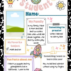 Editable Retro Meet the Student Template, Student Survey, Back to ...