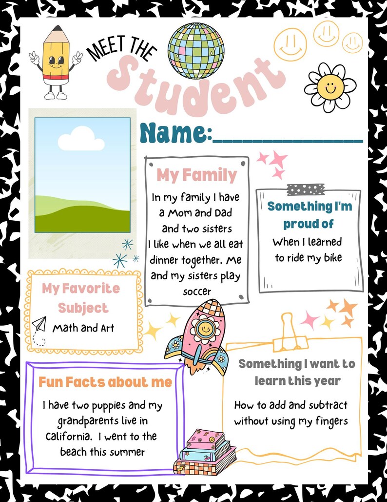 Retro Meet the Student Template, Student Survey, Printable (canva ...