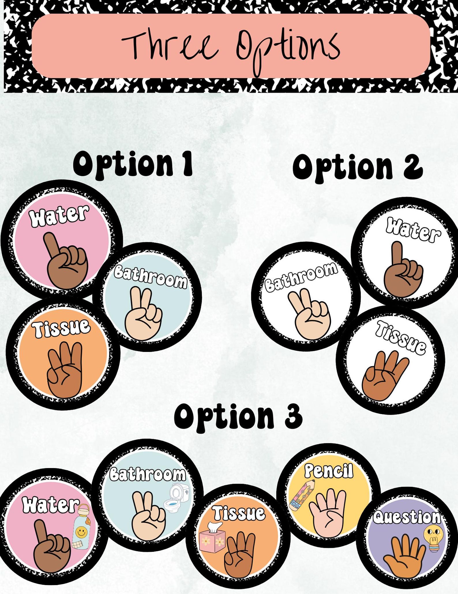 Retro Classroom Hand Signals Printable, Teacher Info (editable Canva ...