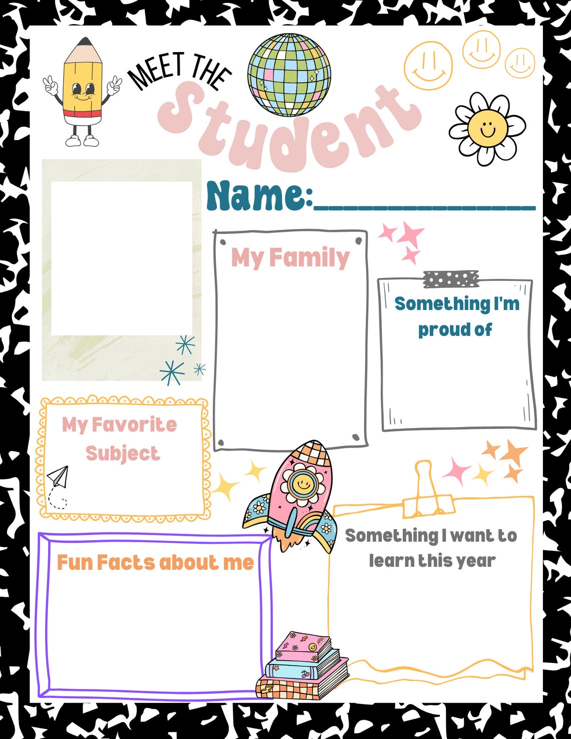Editable Retro Meet the Student Template, Student Survey, Back to ...