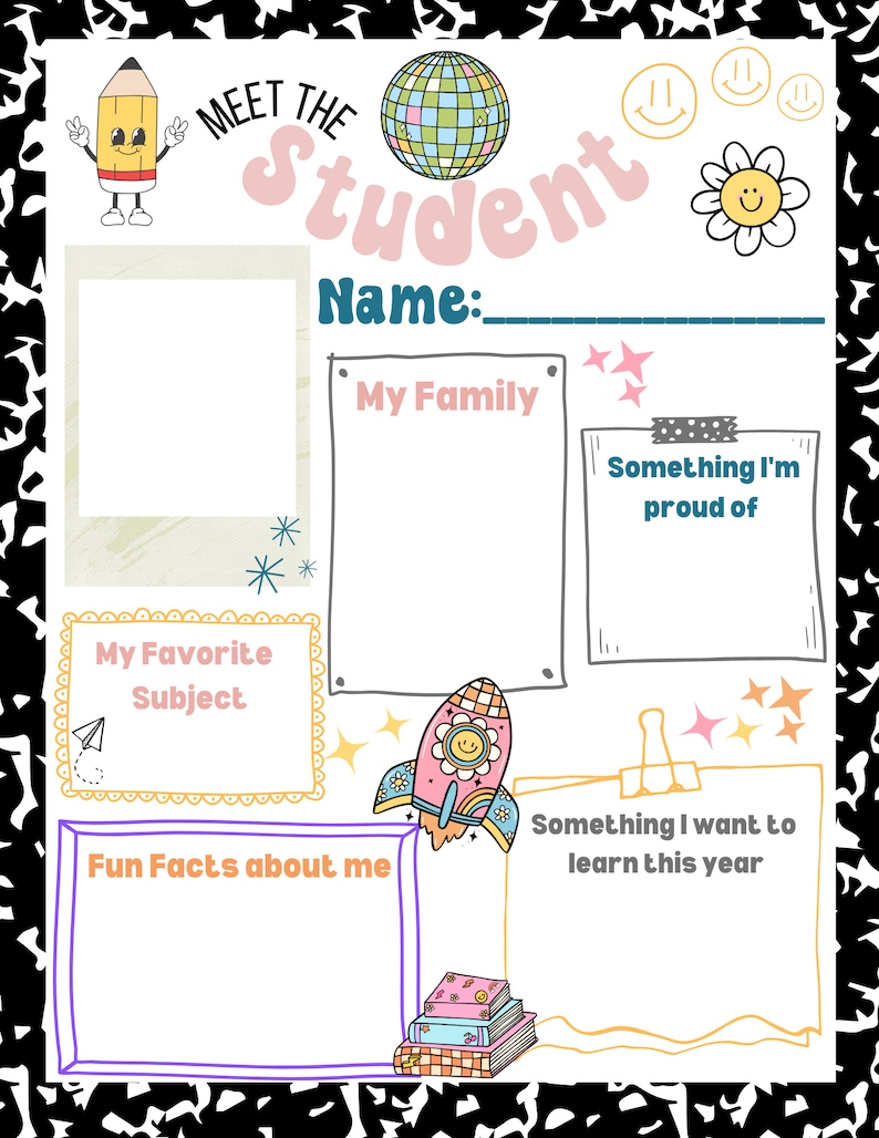 Editable Retro Meet the Student Template, Student Survey, Back to ...