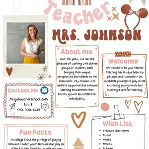 Editable Boho Meet the Teacher Template, Back to School, Teacher Info ...