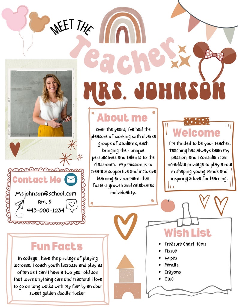 Editable Boho Meet the Teacher Template, Back to School, Teacher Info ...