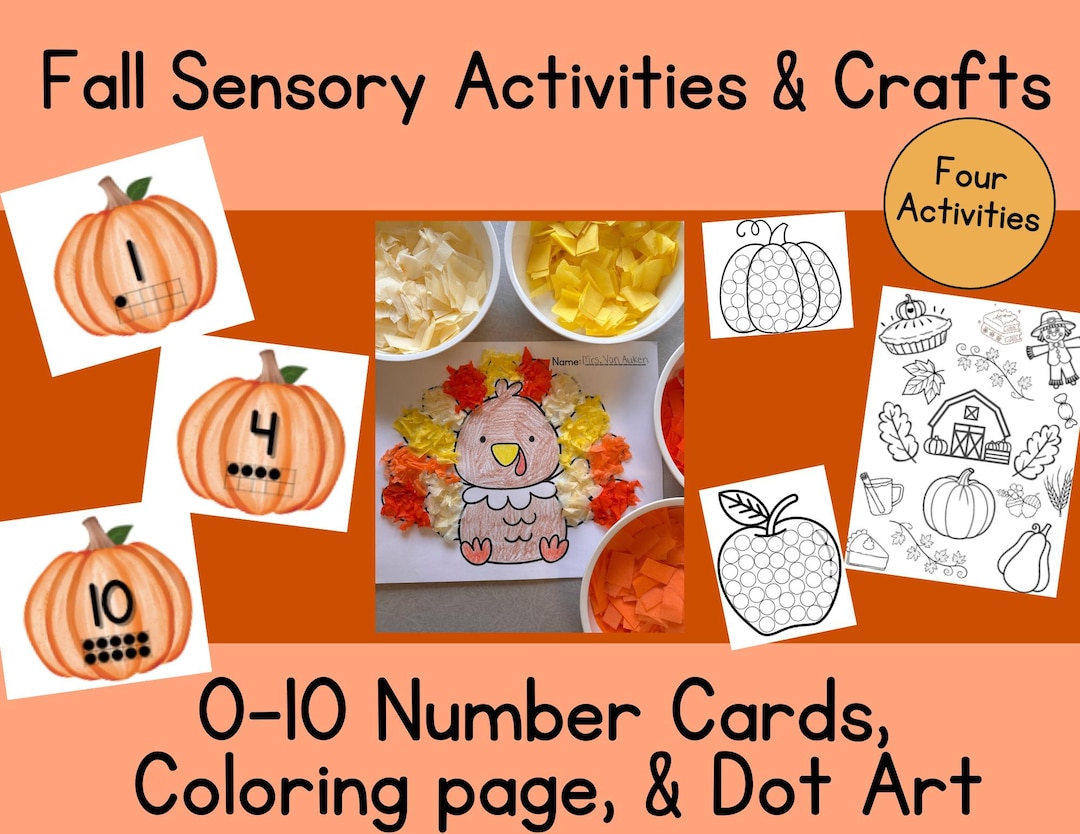 Fall Sensory Bin Printables | Pumpkin Counting Cards 0-10, Dot Art ...