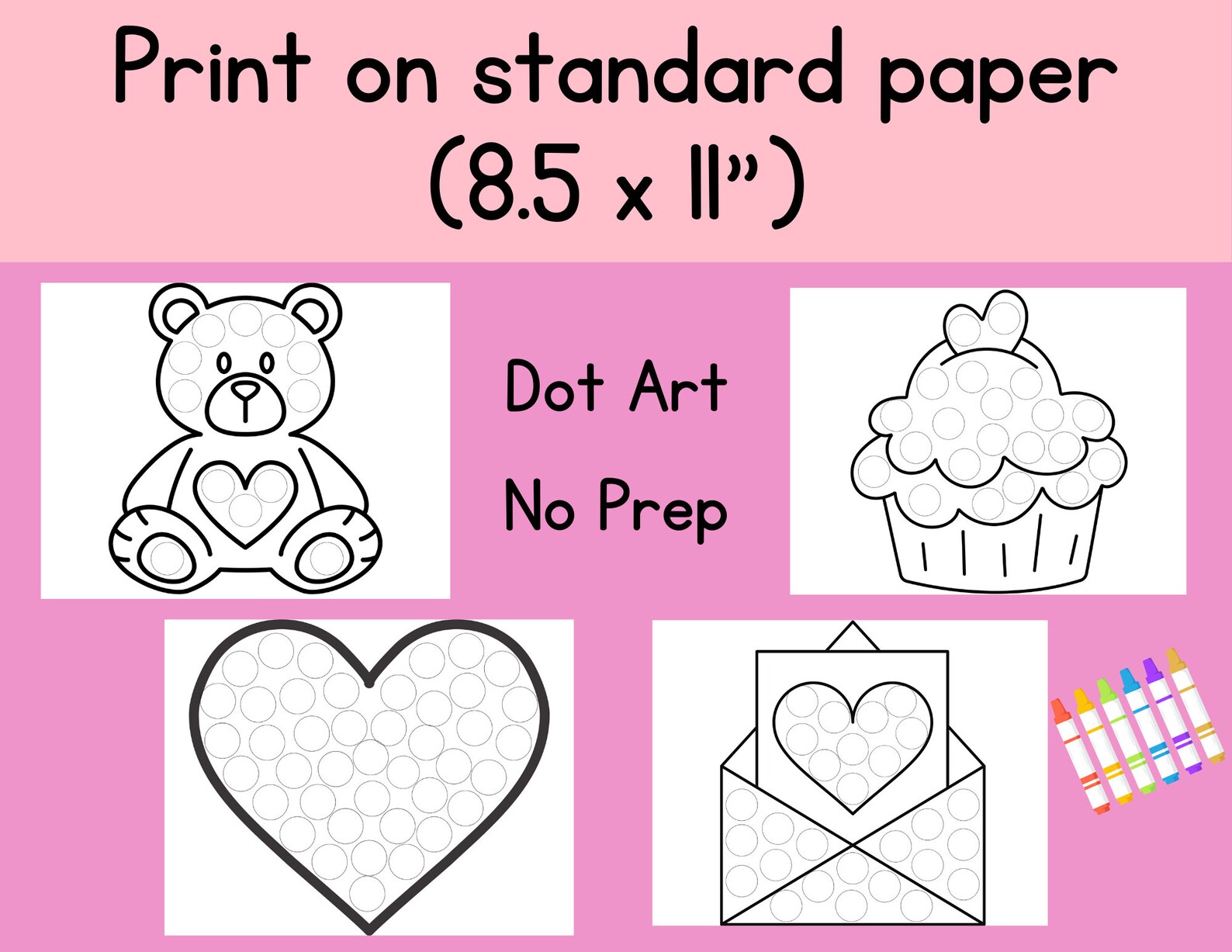 Preschool Valentine's Day Activities, Dot Art Printable, Valentines ...