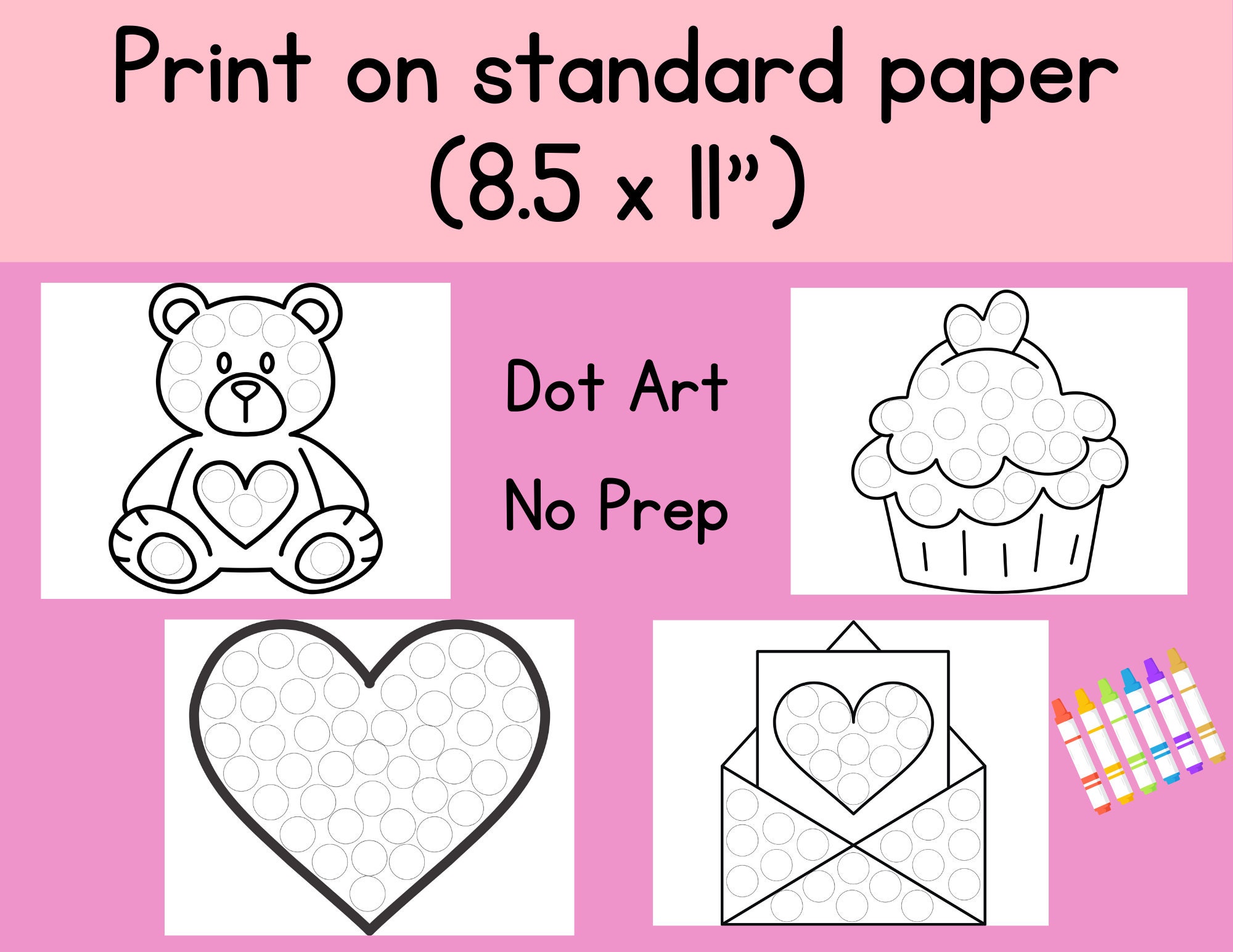 Preschool Valentine's Day Activities, Dot Art Printable, Valentines ...