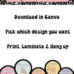 Retro Classroom Hand Signals Printable, Teacher Info (editable Canva ...