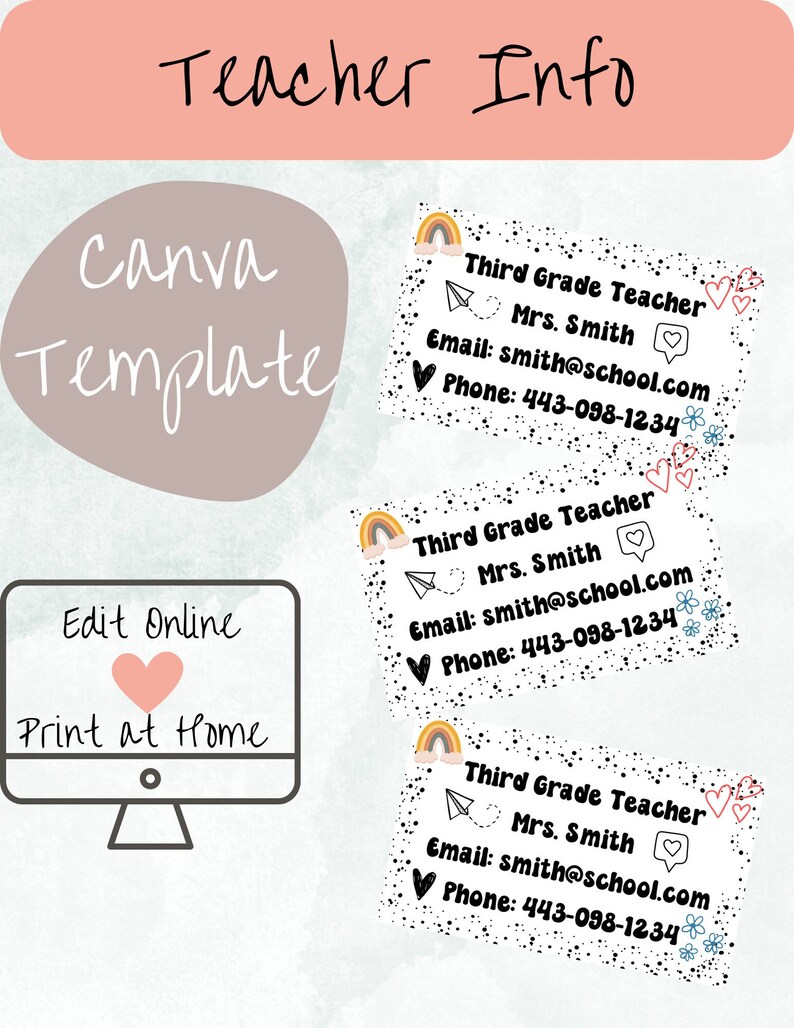 Editable Retro Teacher Info Template, Back to School, Printable ...