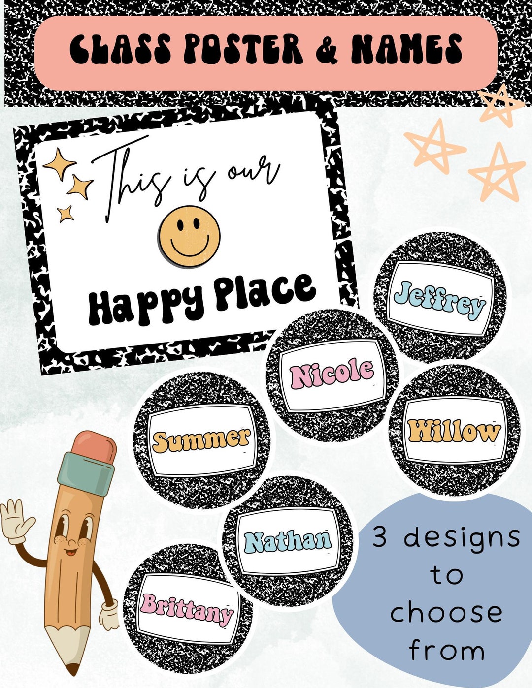 Retro Class Poster, Teacher Info, Door Display (editable Canva Template ...
