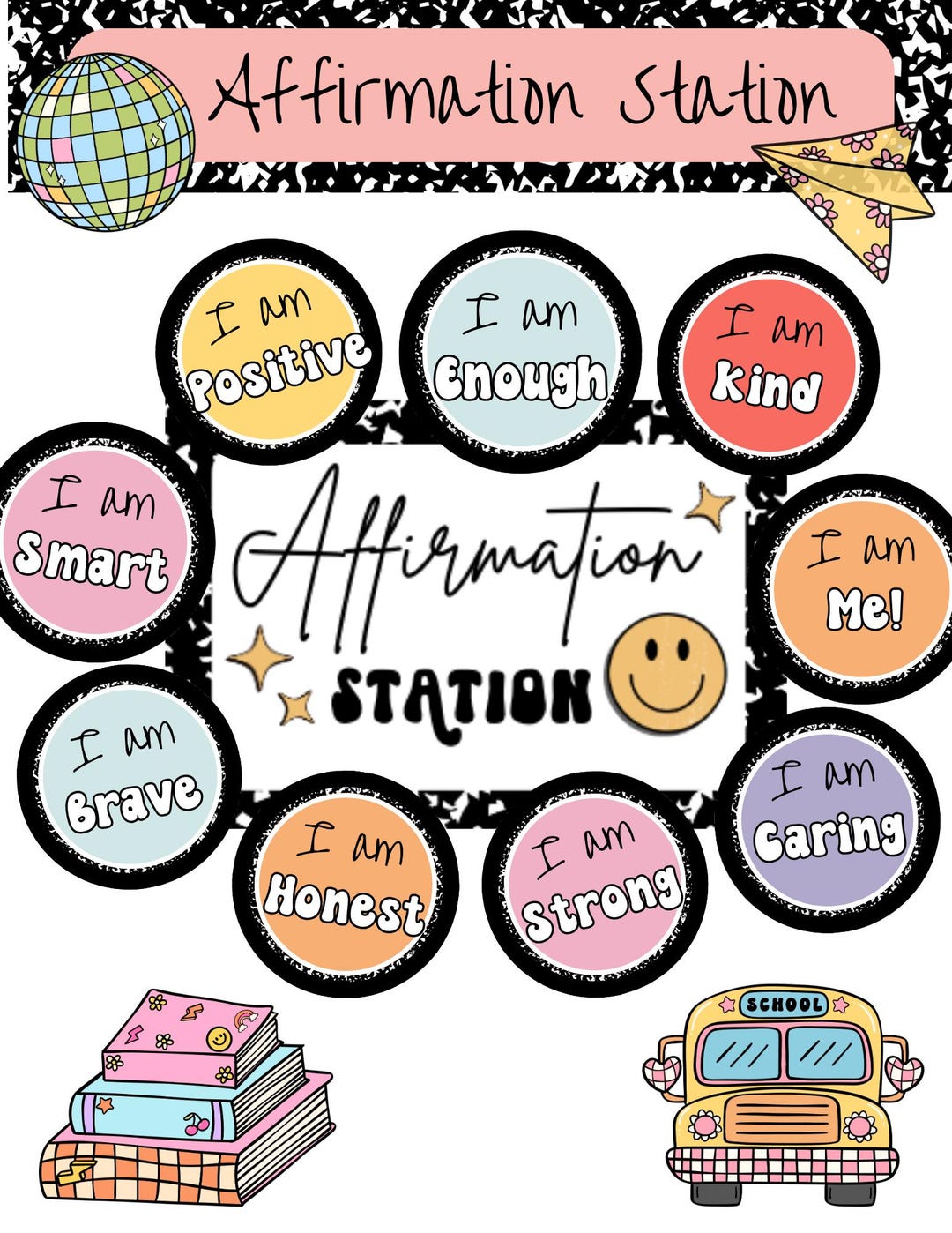 Retro Affirmation Station, Door Display, Back to School, Teacher Info ...