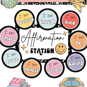 Retro Affirmation Station, Door Display, Back to School, Teacher Info ...