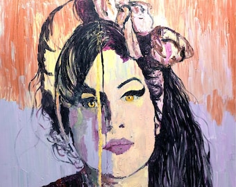 Sale Large Amy Winehouse in Polka Dot Dress Original Watercolor by Brenda - Etsy