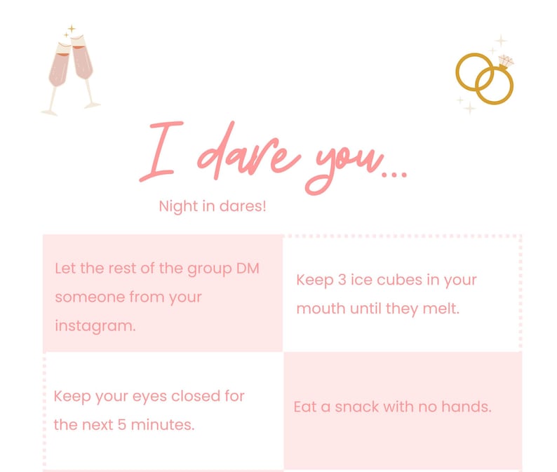 Dare Cards Activity Printable, 80 Dares Hen Party Bachelorette Games ...