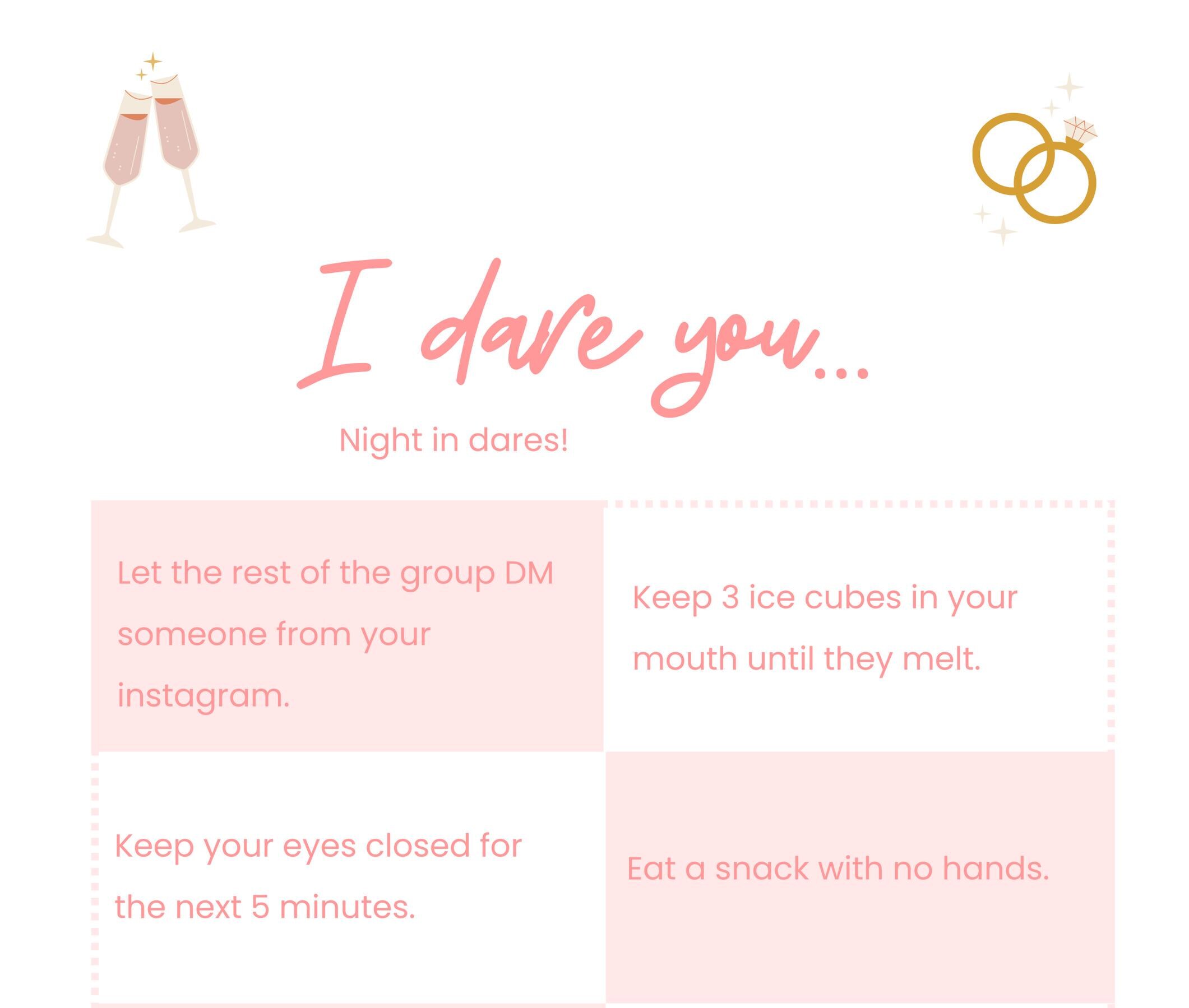 Dare Card Printable Dare Hen Party Bachelorette Game Download Bridal ...