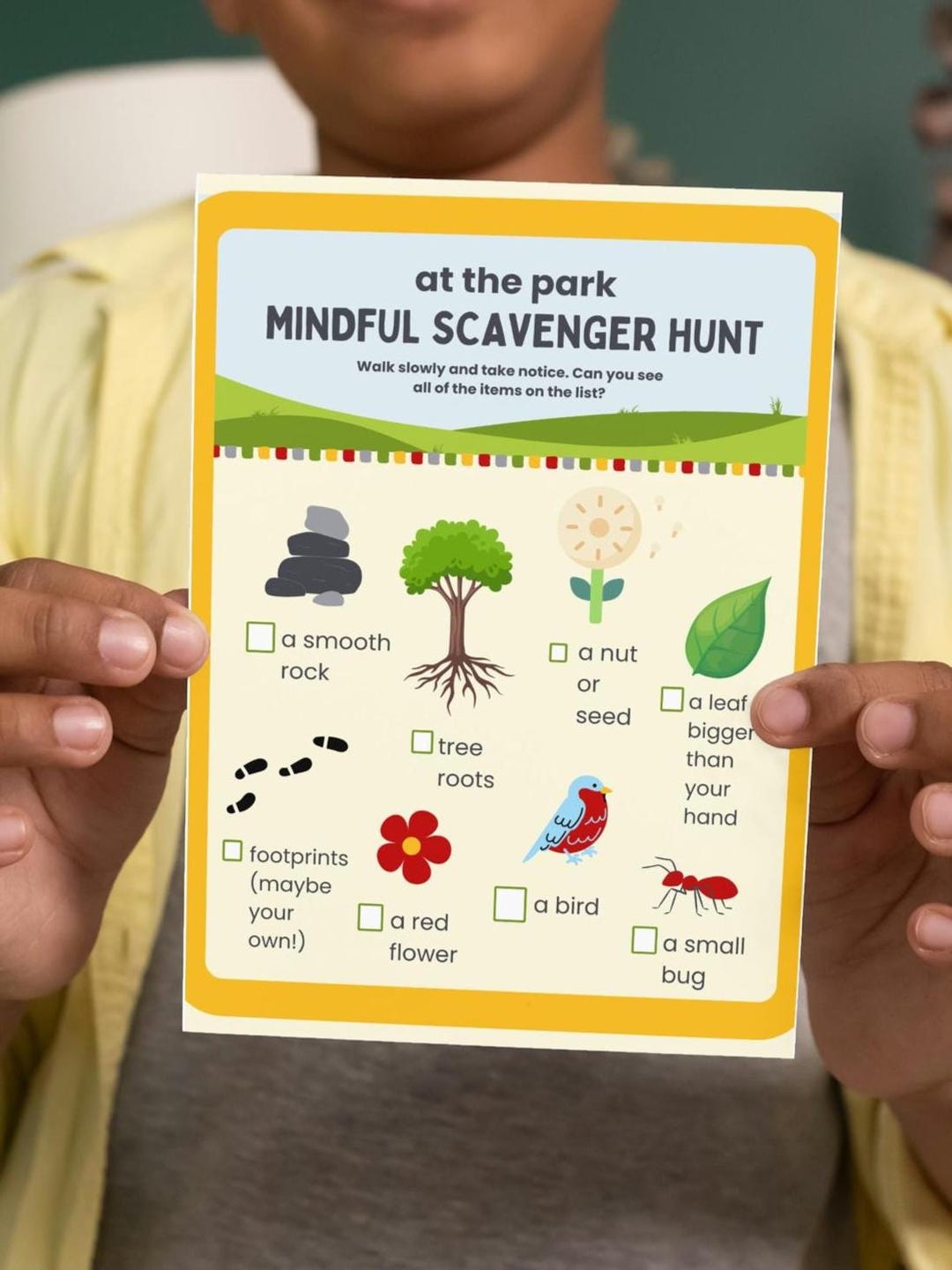 Mindfulness Kid Healthy Habits Printable Scavenger Hunt Calm Activity ...