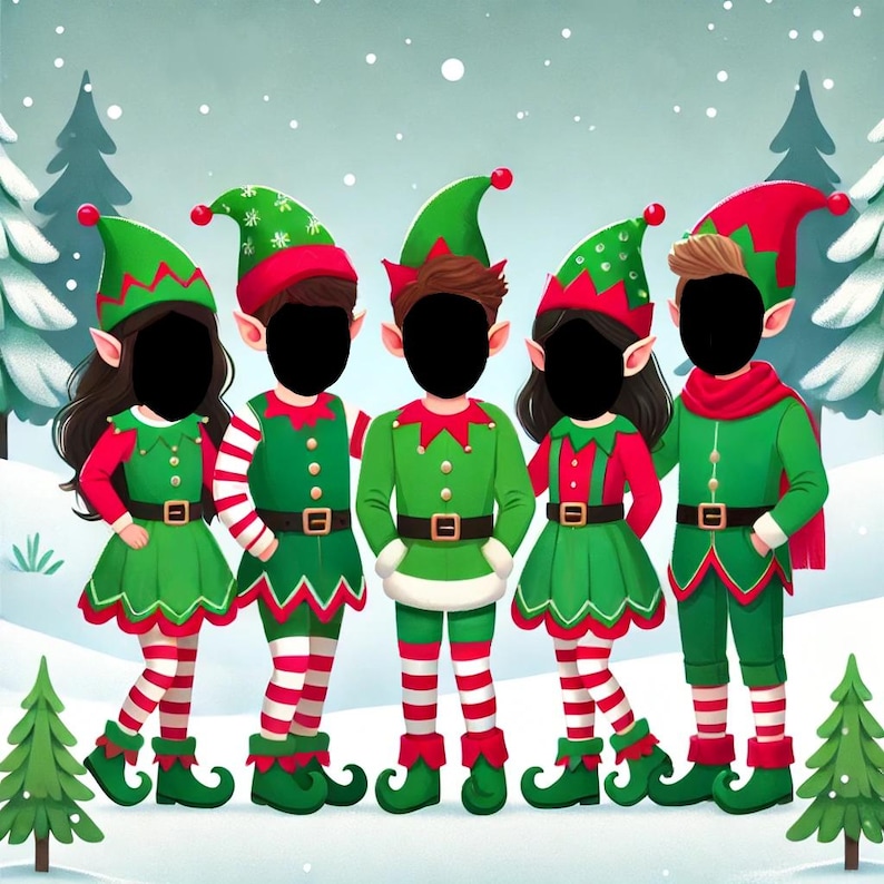 Elf Photo Template, Christmas Family Photo, Funny Card Elf Yourself ...