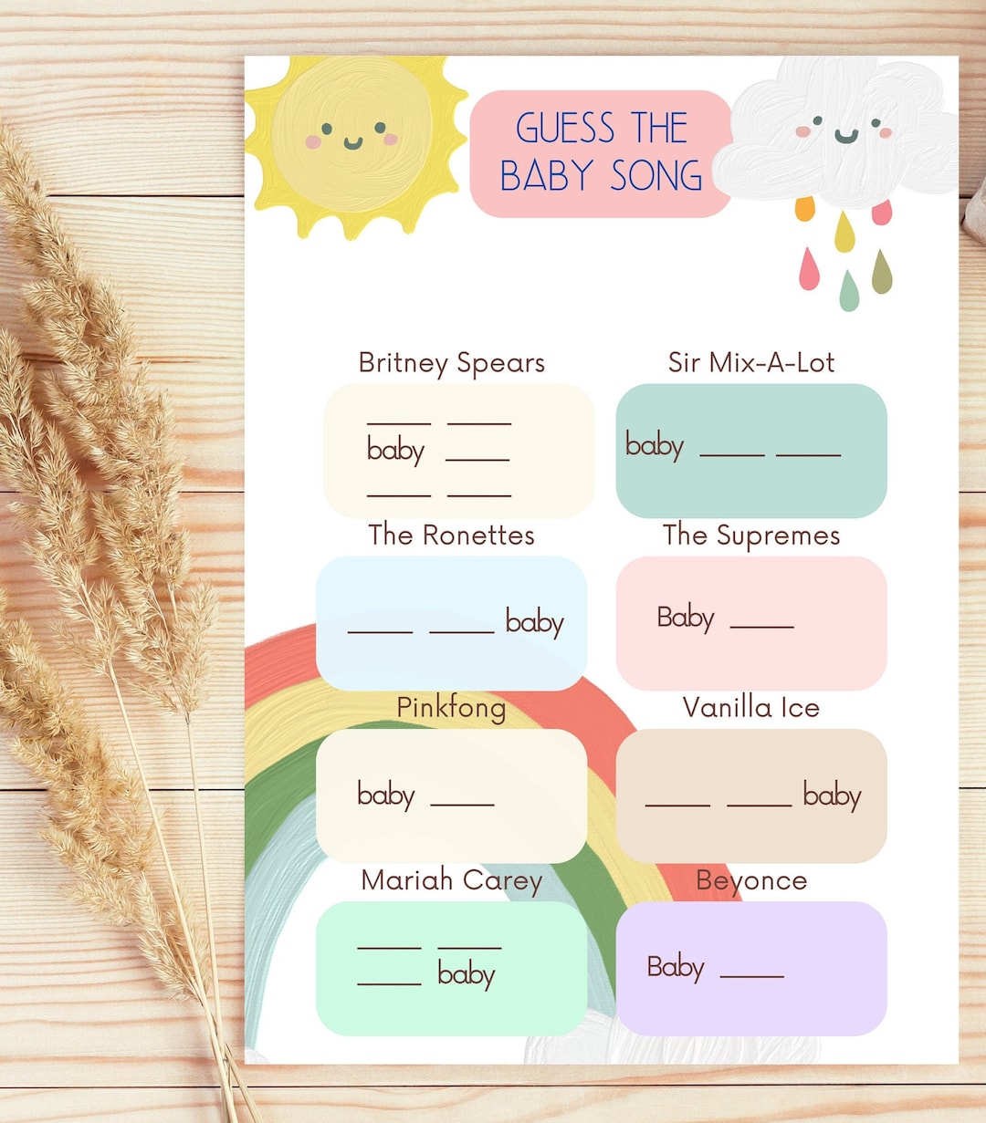 Guess the Baby Quiz, Game Baby Shower, Activity Printable, Icebreaker ...