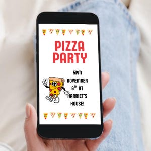 Pizza Invitation Printable, Kids Funny Pizza Party Digital PNG ...