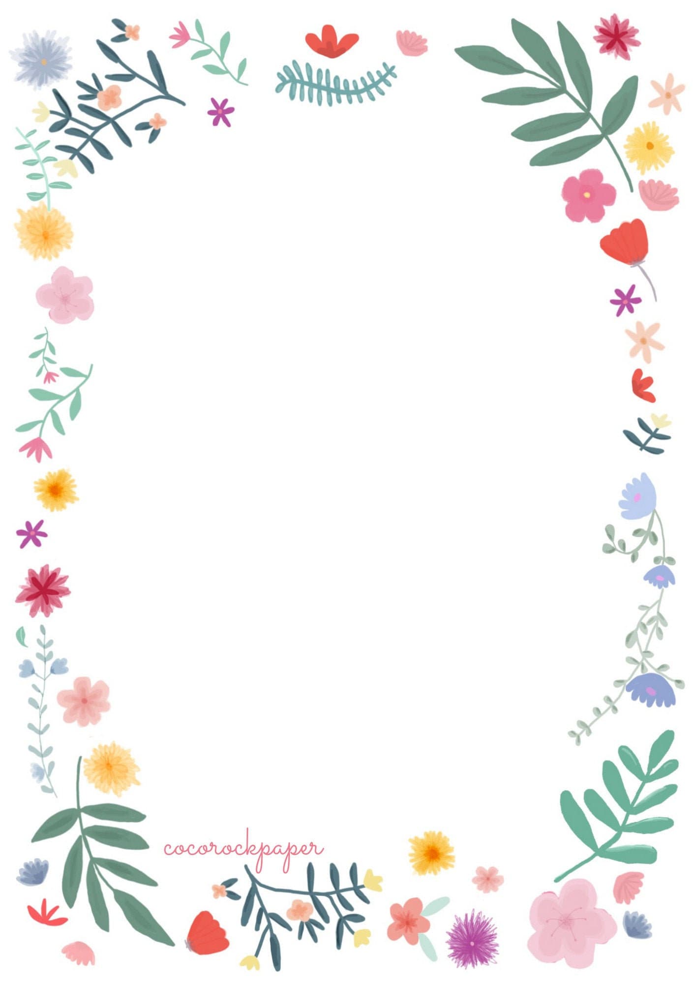 Printable Flower Border Invitation Template Bright Floral Etsy Australia