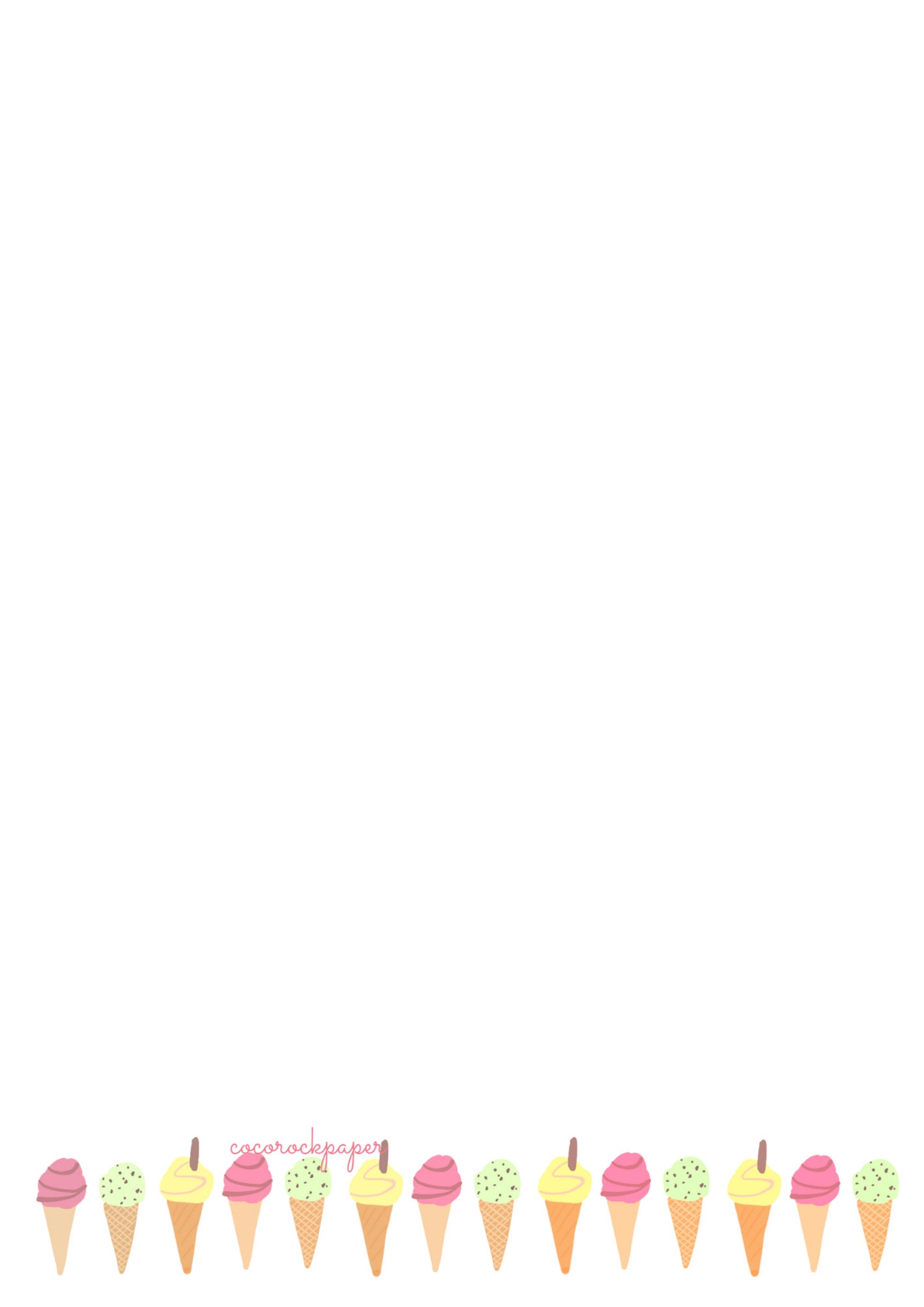 Printable Ice Cream Border - 9 Pages - Invitation Template - Pastel Ice ...