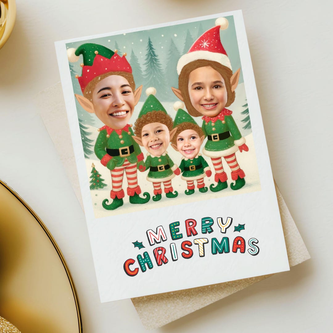 Christmas Card Personalised Family Photo Gift, Elf Yourself, Insert ...