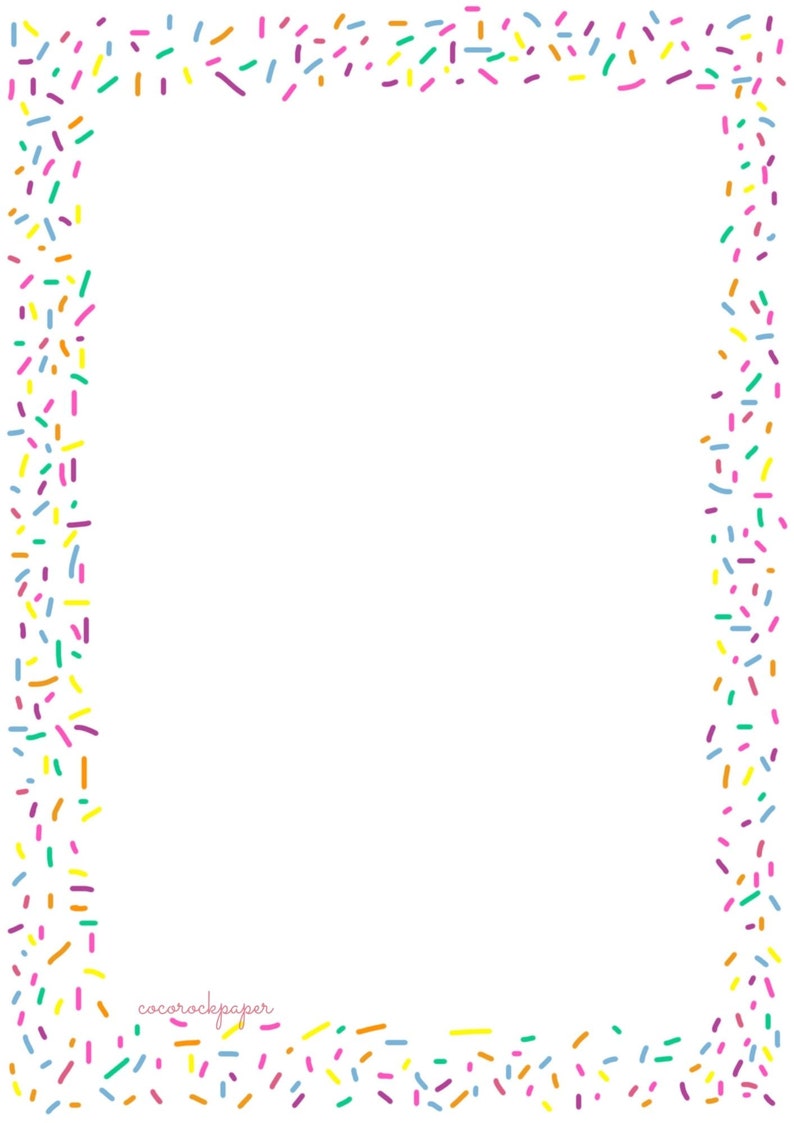 Printable Sprinkles Border 7 Pages Paper Craft Supplies Invitation ...