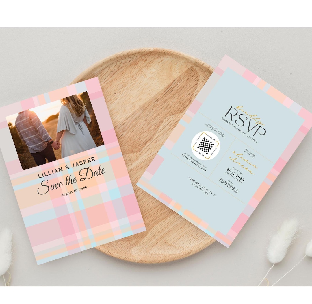 Tartan Invitation Template, Scottish Wedding Thistle Digital Invite ...