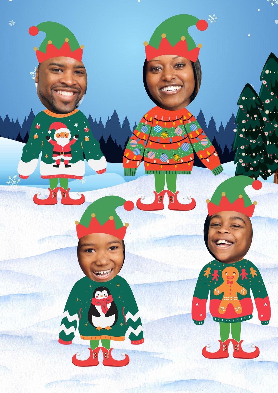 Elf Yourself Insert Face Xmas Card Digital, Photo Christmas Template ...