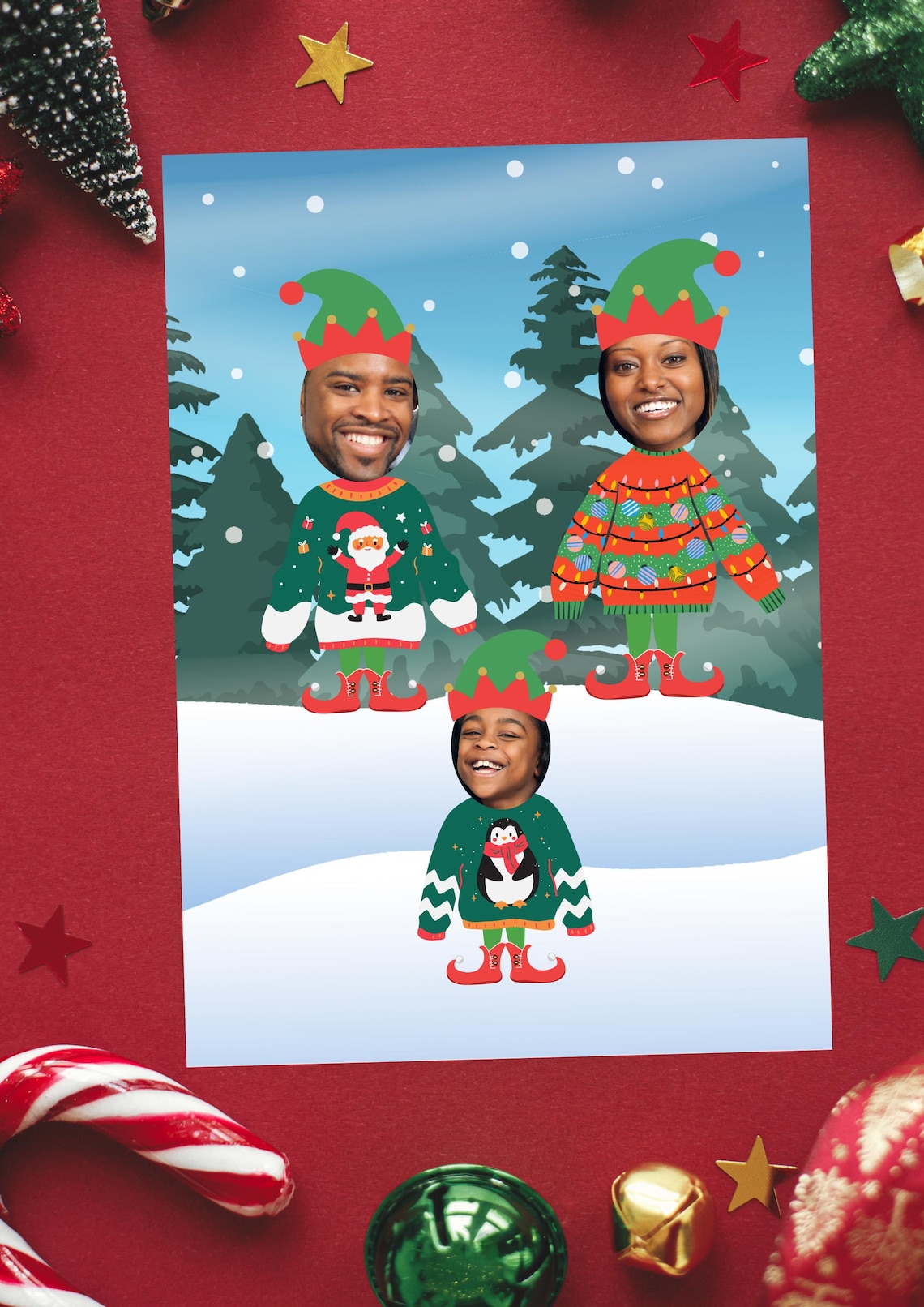 Elf Photo Template Christmas Jumpers, Elves Family Portrait, Christmas ...