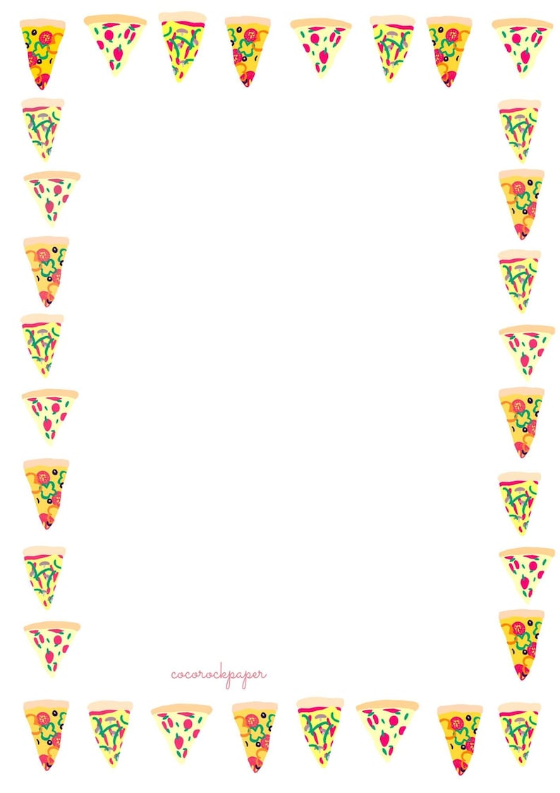 Pizza Border Printable, Pizza Party Invitation, Border Download PNG PDF ...