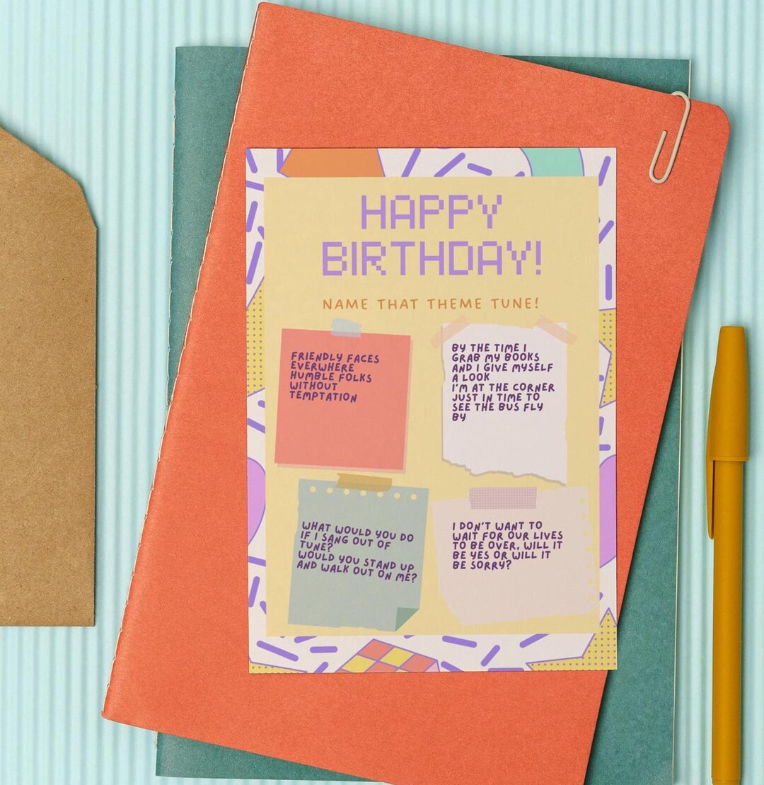 I Love the 1990s Birthday Card Quiz 40th Digital Card Custom Quiz 90s ...