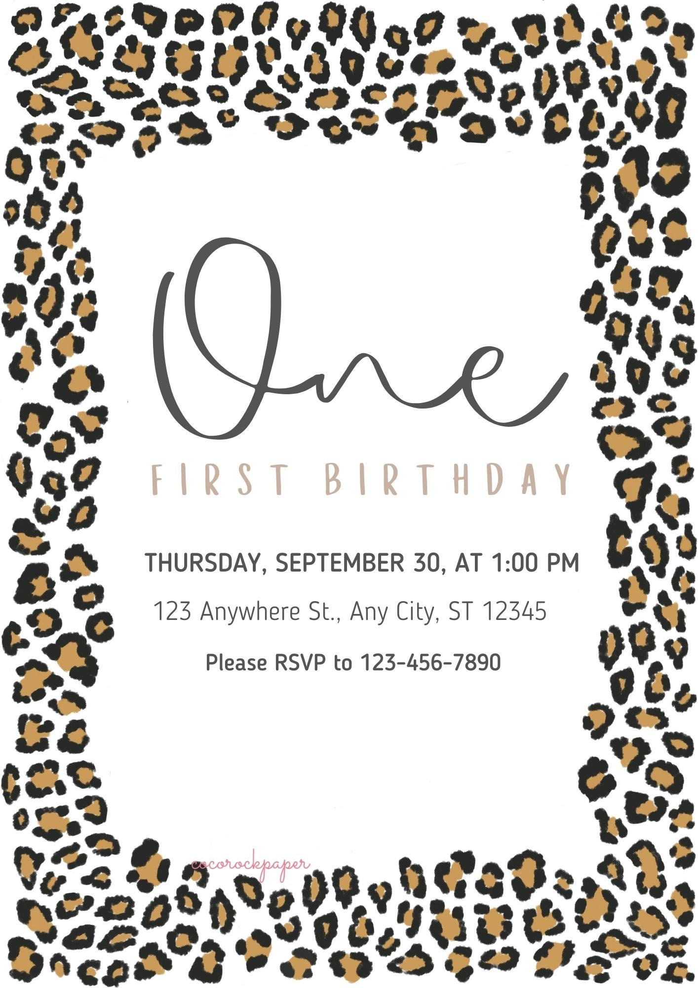Leopard Print Pattern Border - Safari Invitation Template - Animal ...