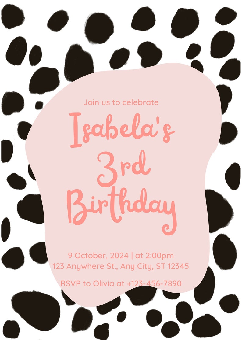 Dalmatian Pattern Invitation Dog Template Spots Paper Digital Black ...