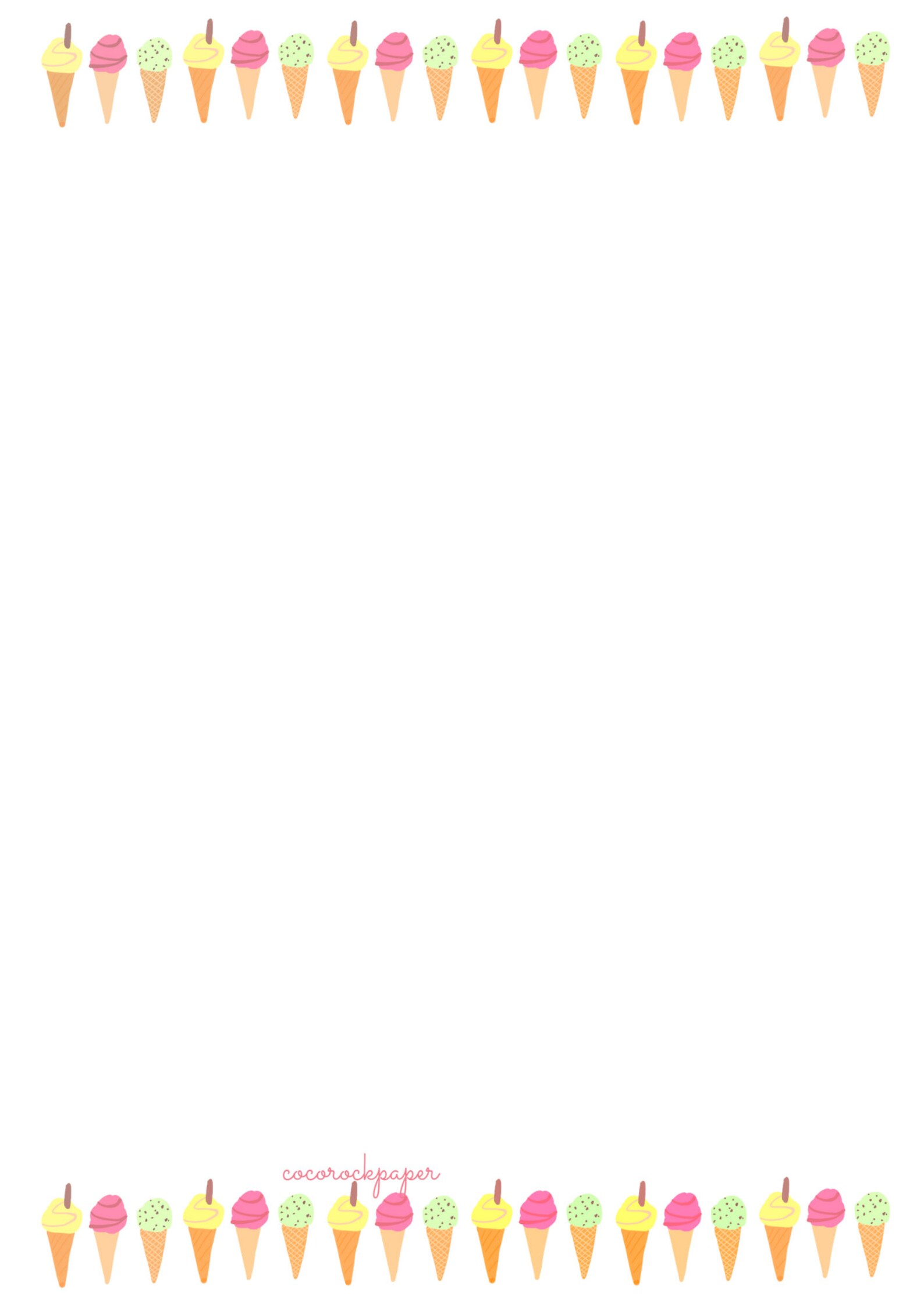 Printable Ice Cream Border - 9 Pages - Invitation Template - Pastel Ice ...