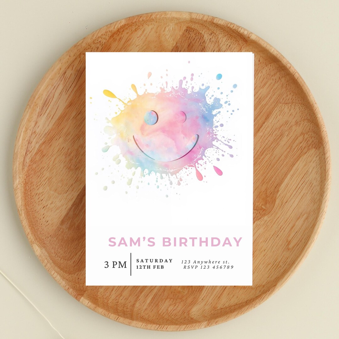 Birthday Paint Party Invite Printable, Art Invitation Editable Template ...