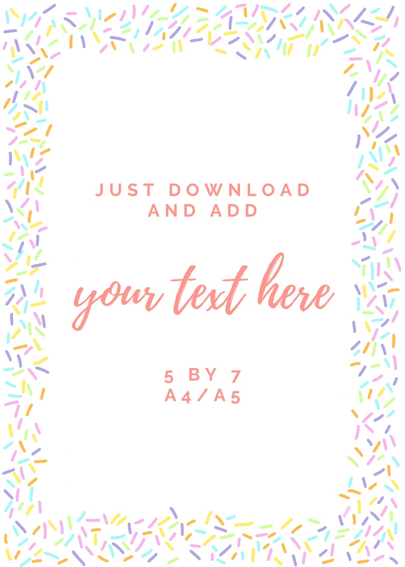 Cake Sprinkles Border Printable Paper Craft Supplies Invitation ...