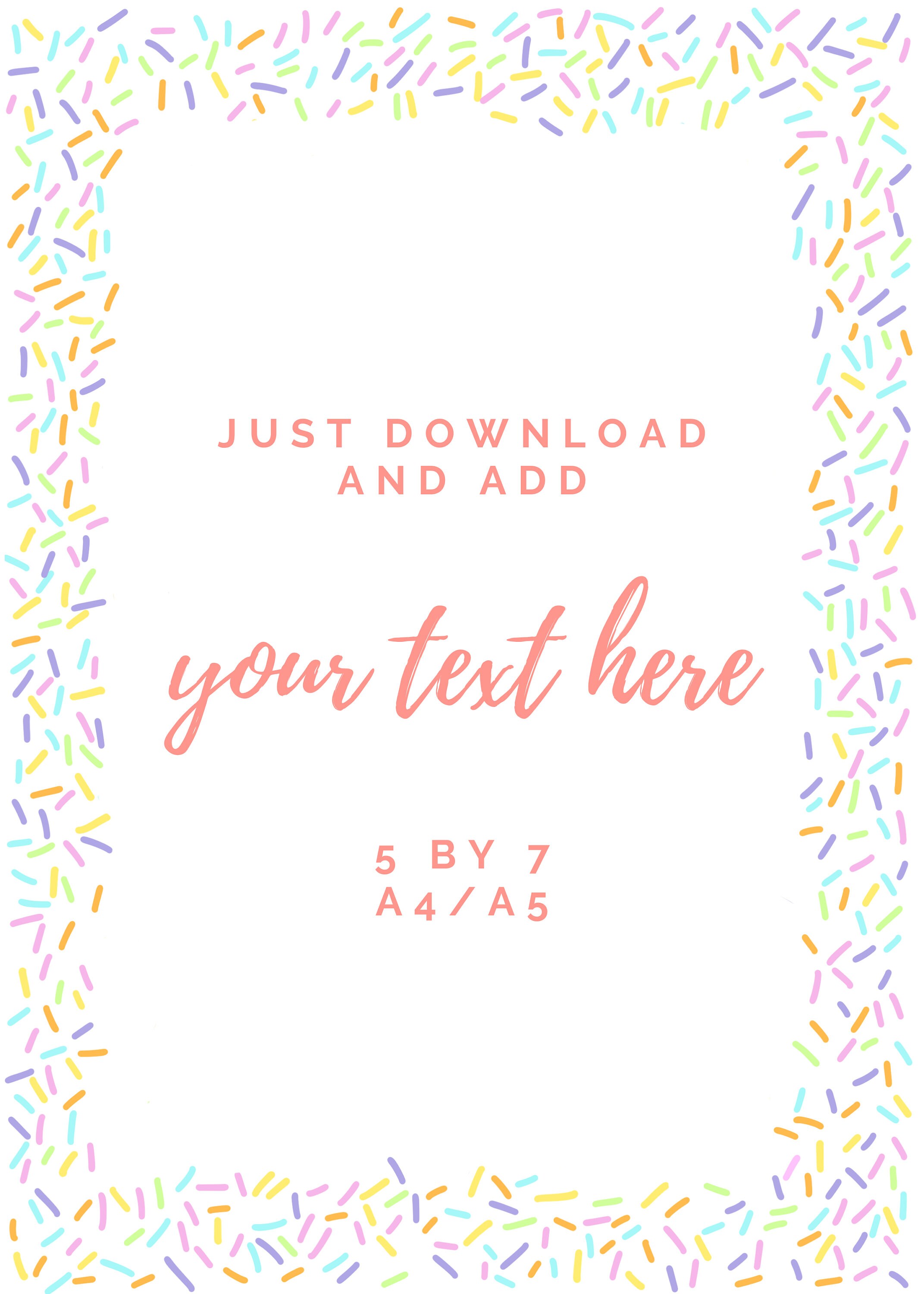 Cake Sprinkles Border Printable Paper Craft Supplies Invitation ...